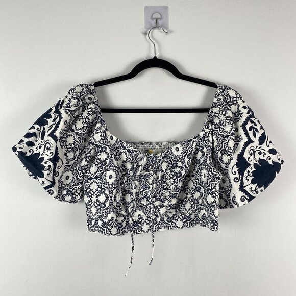 Boden | Tops | Boden Linen Halter Neck Cut Out Crop Top Us 8 Navy Puff ...